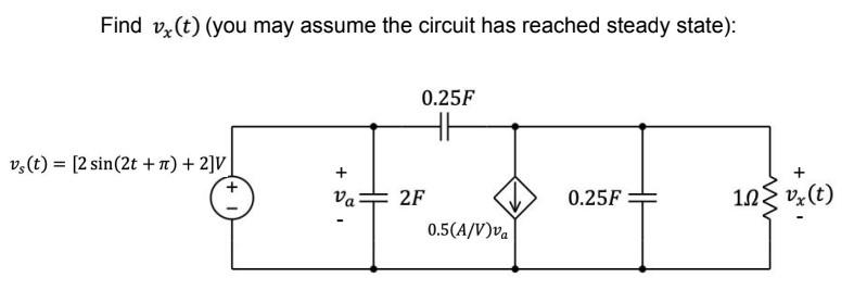 Solved Find vx(t) (you may assume the circuit has reached | Chegg.com