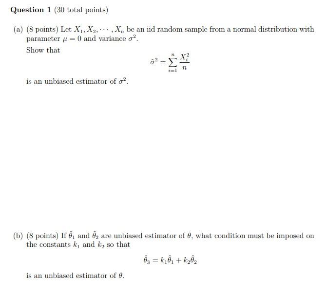 Solved (a) (8 points) Let X1,X2,⋯,Xn be an iid random sample | Chegg.com