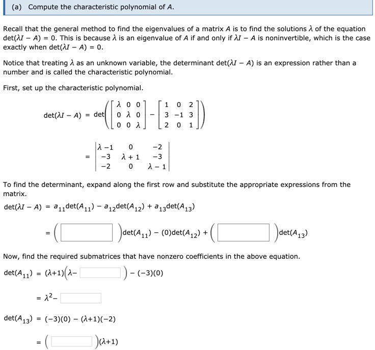 Solved (a) Compute the characteristic polynomial of A. | Chegg.com
