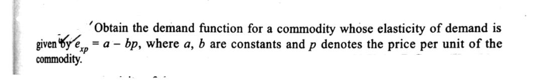 Solved Obtain the demand function for a commodity whose | Chegg.com