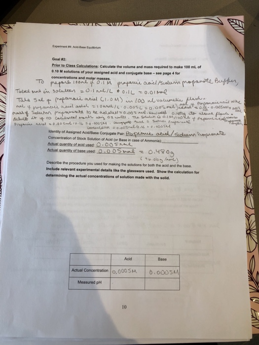 Experiment#4 AoBase Goal #2: Prior to Class | Chegg.com