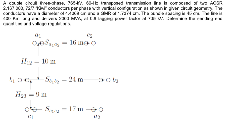 Solved A double circuit three-phase, 765-kV, 60-Hz | Chegg.com
