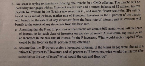 3. An issuer is trying to structure a floating rate | Chegg.com
