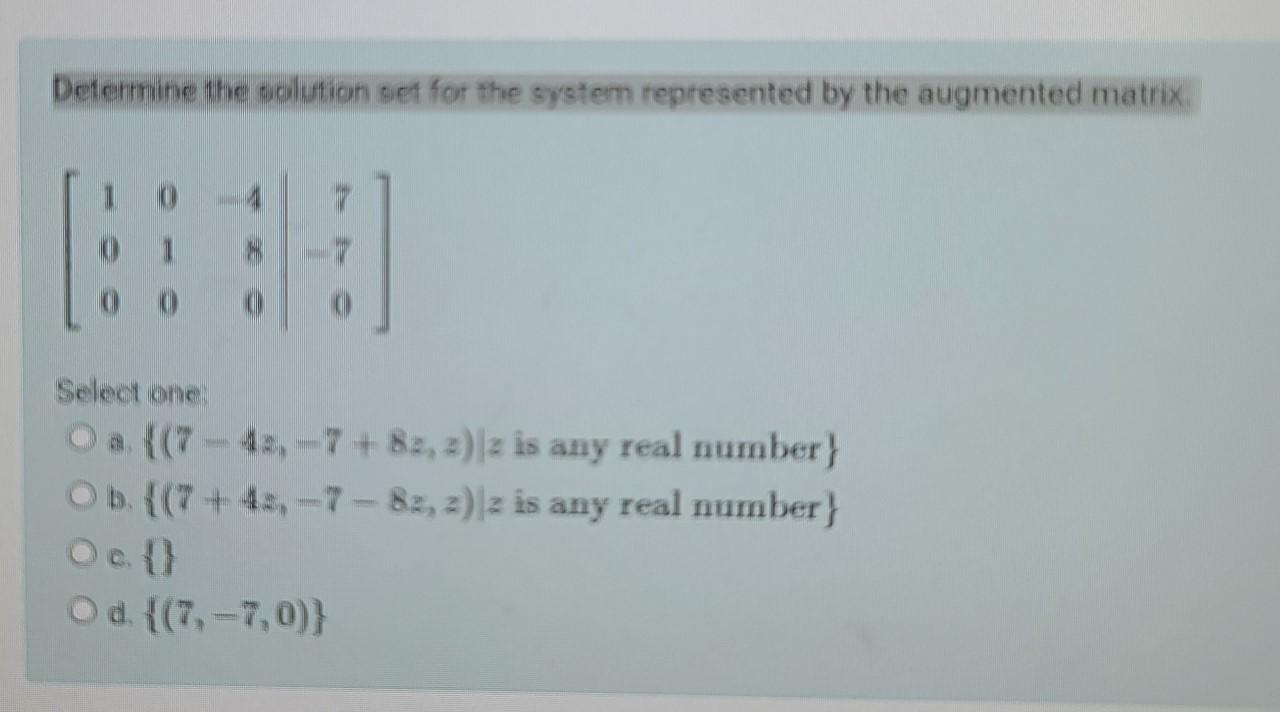 Solved Determine the solution set for the system represented | Chegg.com
