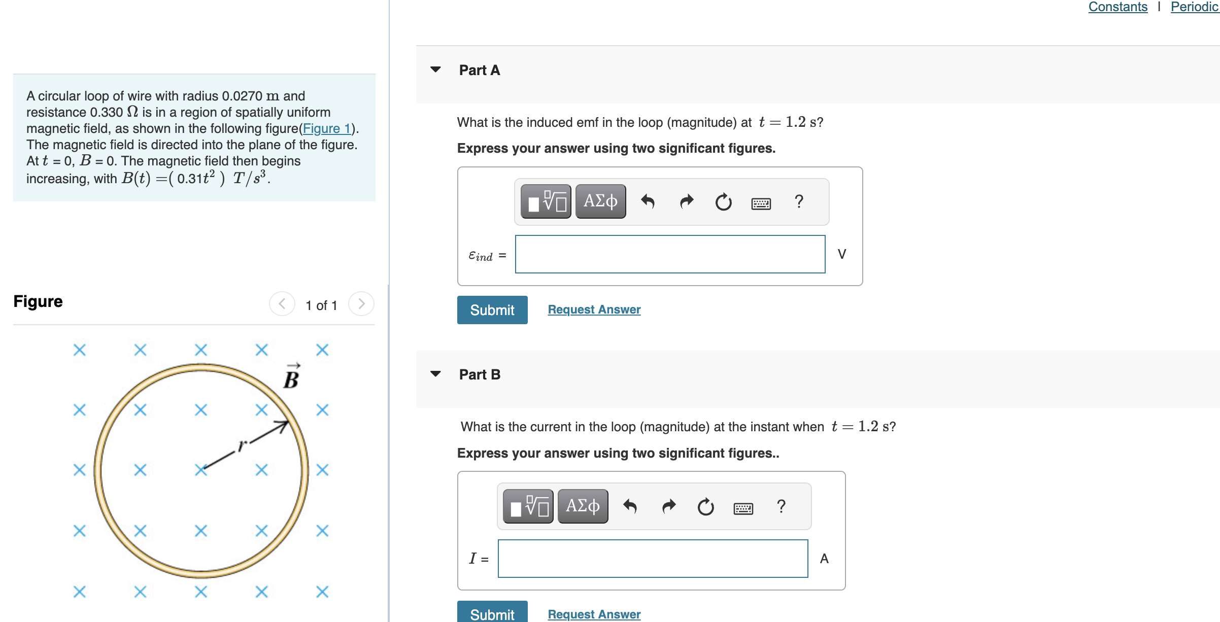 Solved A circular loop of wire with radius 0.0270 m and | Chegg.com