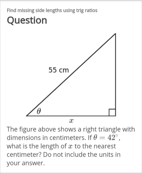 Solved Find missing side lengths using trig ratios Question | Chegg.com