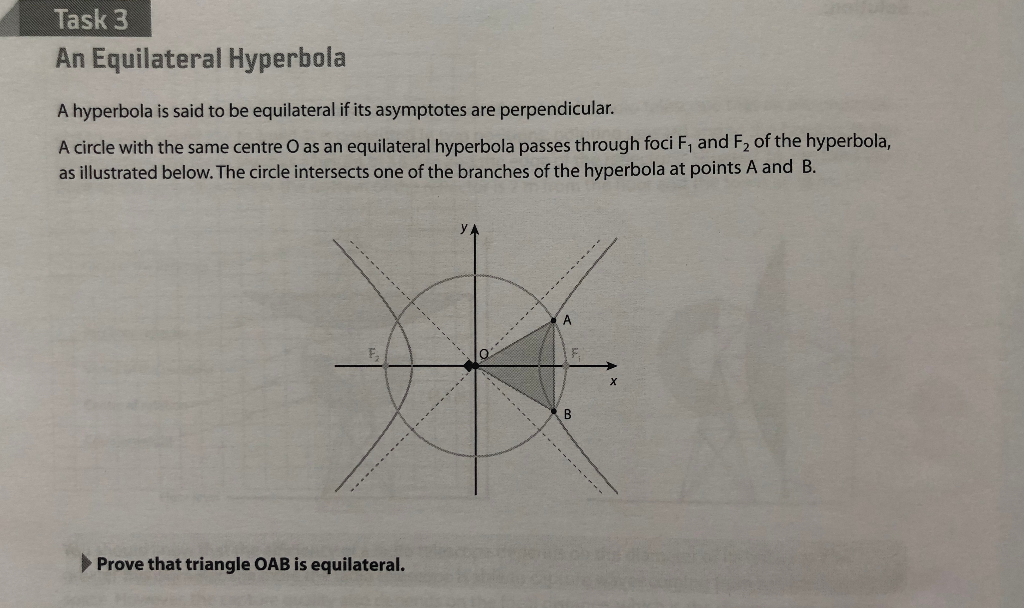 Solved Task 3 An Equilateral Hyperbola A hyperbola is said | Chegg.com