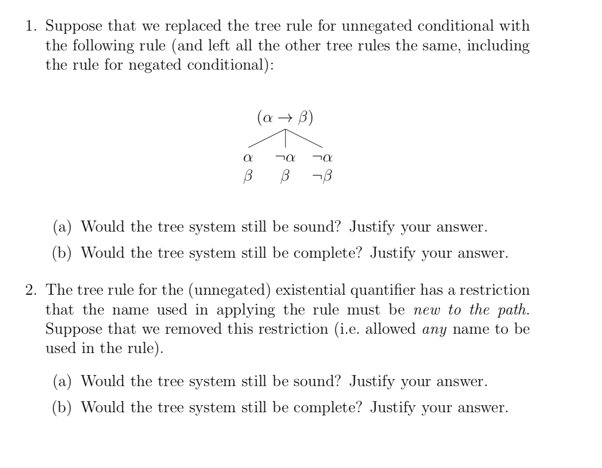 1. Suppose that we replaced the tree rule for | Chegg.com