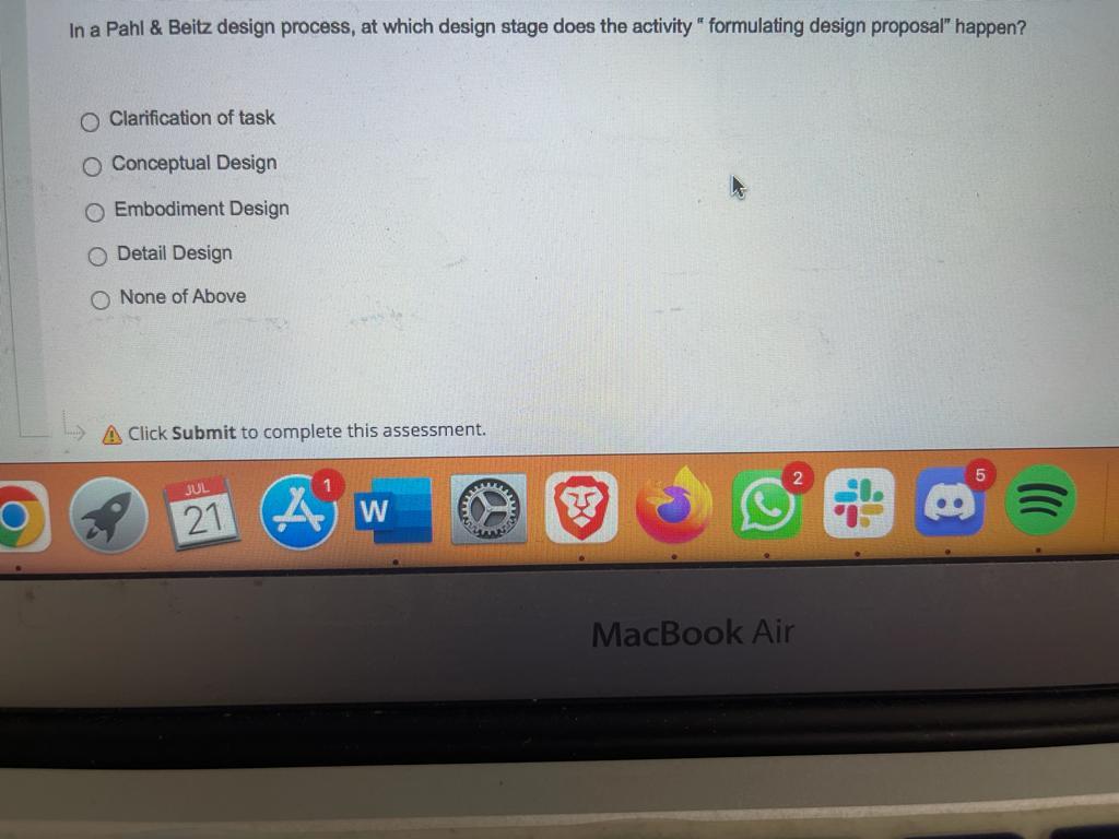 Solved In a Pahl \& Beitz design process, at which design | Chegg.com