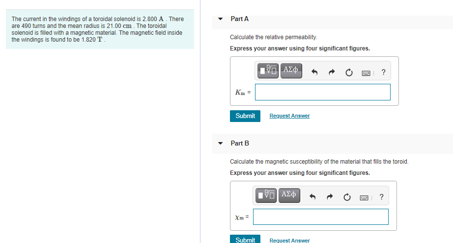 Solved Part A The current in the windings of a toroidal | Chegg.com