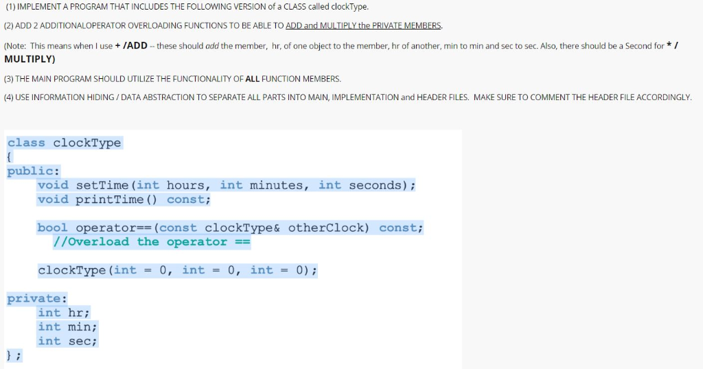 Solved (1) IMPLEMENT A PROGRAM THAT INCLUDES THE FOLLOWING | Chegg.com