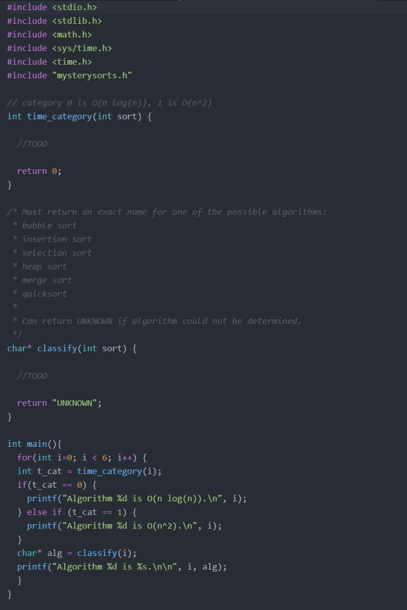 Solved The object file mysterysorts . o contains six sorting | Chegg.com