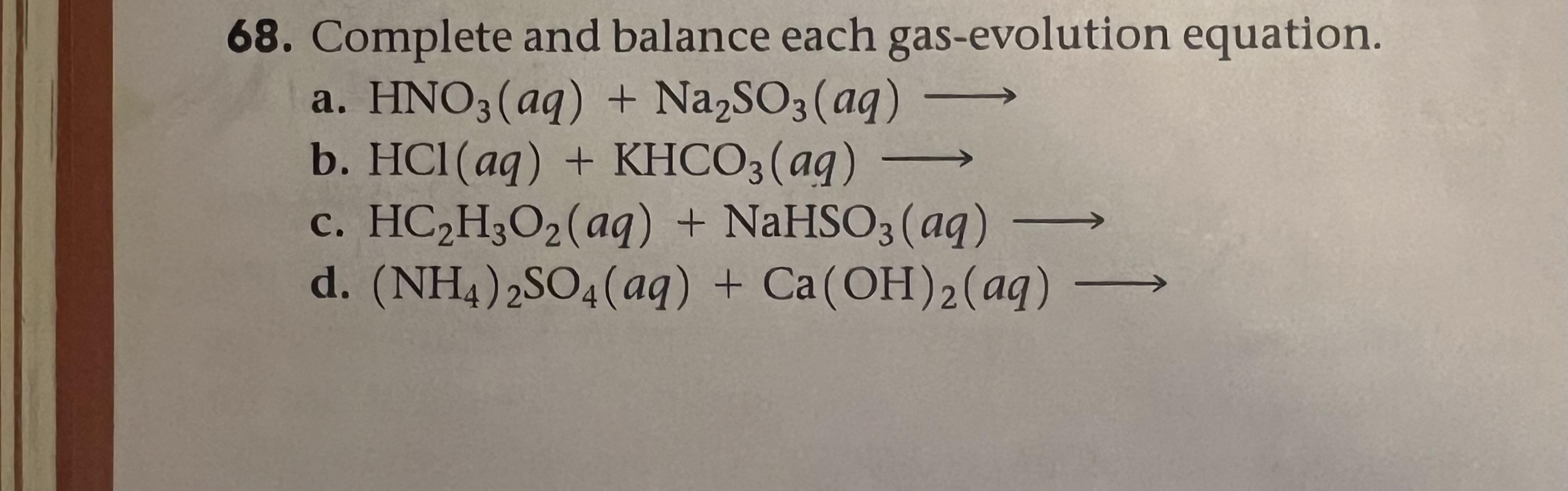 8. Complete and balance each gas-evolution equation. | Chegg.com