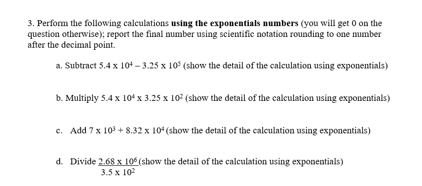 Solved 3. Perform the following calculations using the | Chegg.com