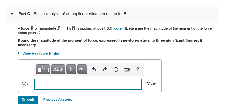Part C - Scalar analysis of an applied vertical force | Chegg.com
