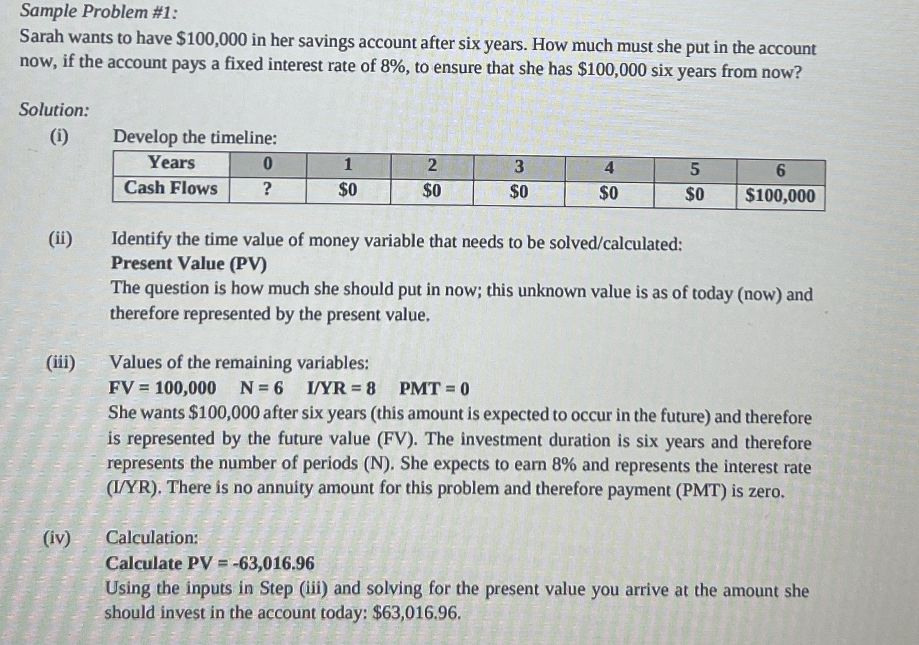Solved Sample Problem \#1: Sarah wants to have $100,000 in | Chegg.com