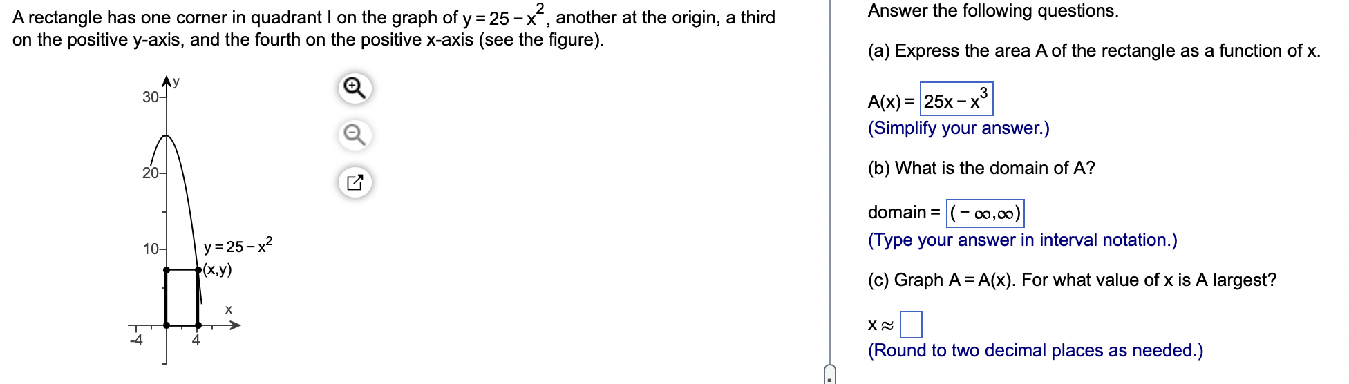 Solved A rectangle has one corner in quadrant I on the graph | Chegg.com