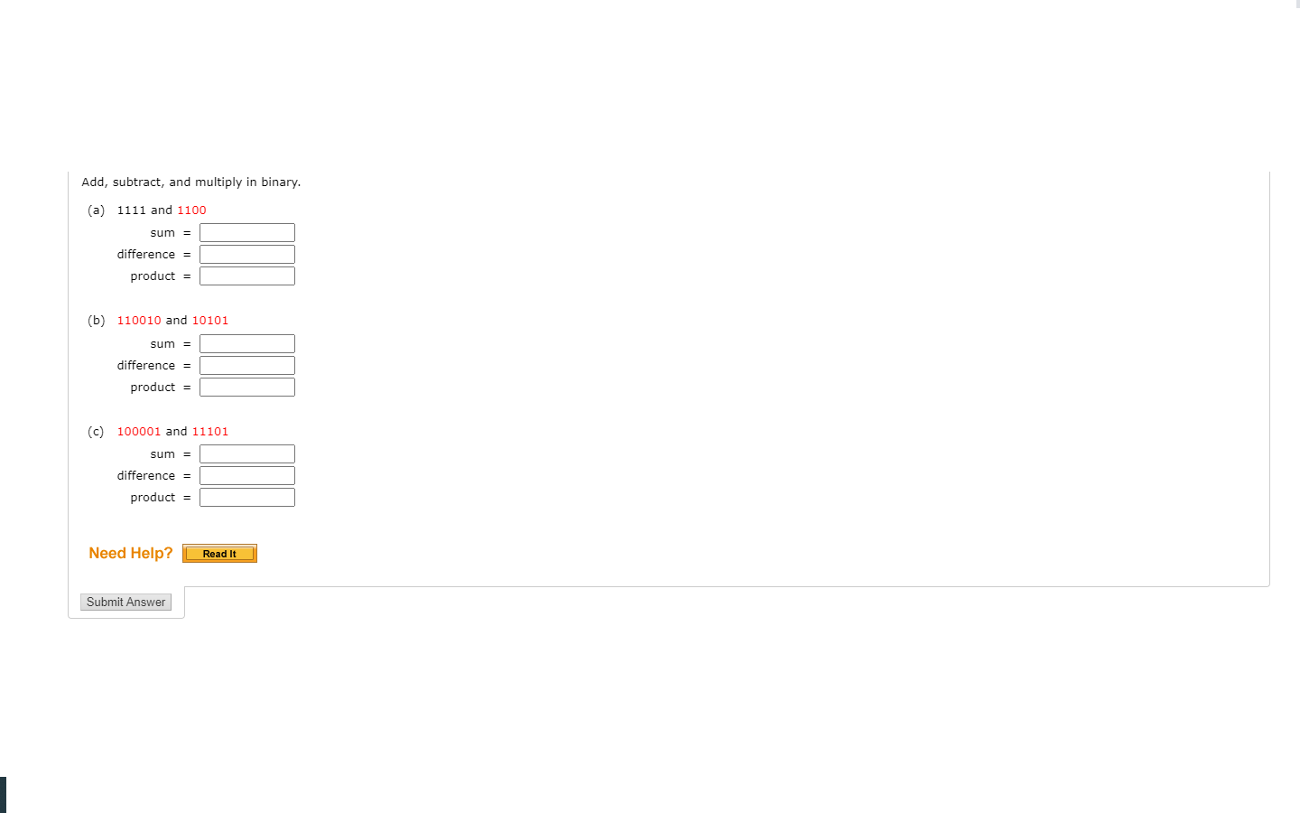 Solved Add, subtract, and multiply in binary. (a) 1111 and | Chegg.com