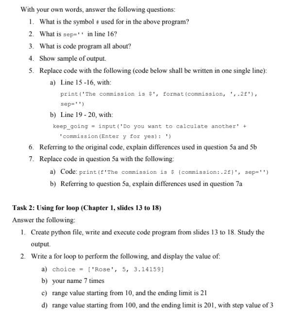 Solved - An introduction to python syntax IMPORTANT NOTES - | Chegg.com