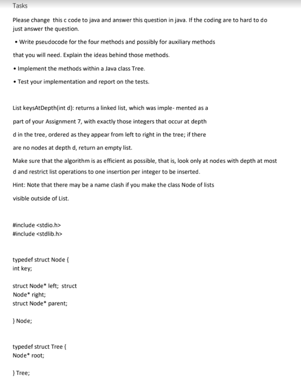 Solved Tasks Please change this c code to java and answer | Chegg.com