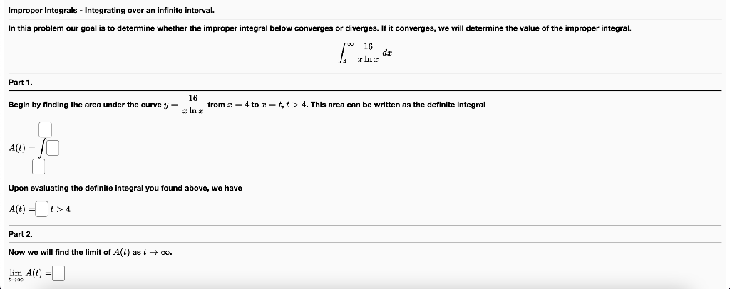 Solved Improper Integrals - Integrating over an infinite | Chegg.com