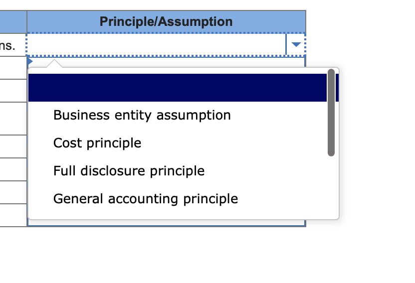 Solved Exercise 1-7 Identifying accounting principles and | Chegg.com