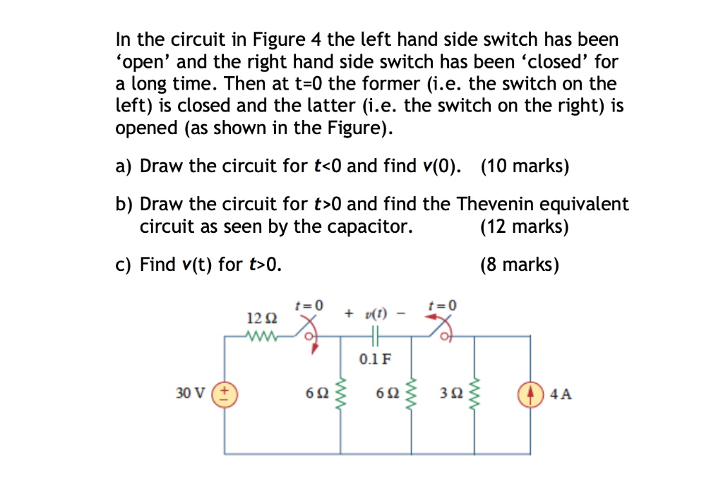 Solved In the circuit in Figure 4 the left hand side switch | Chegg.com