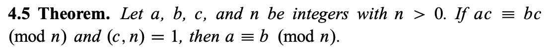 Solved 4.5 Theorem. Let a,b,c, and n be integers with n>0. | Chegg.com