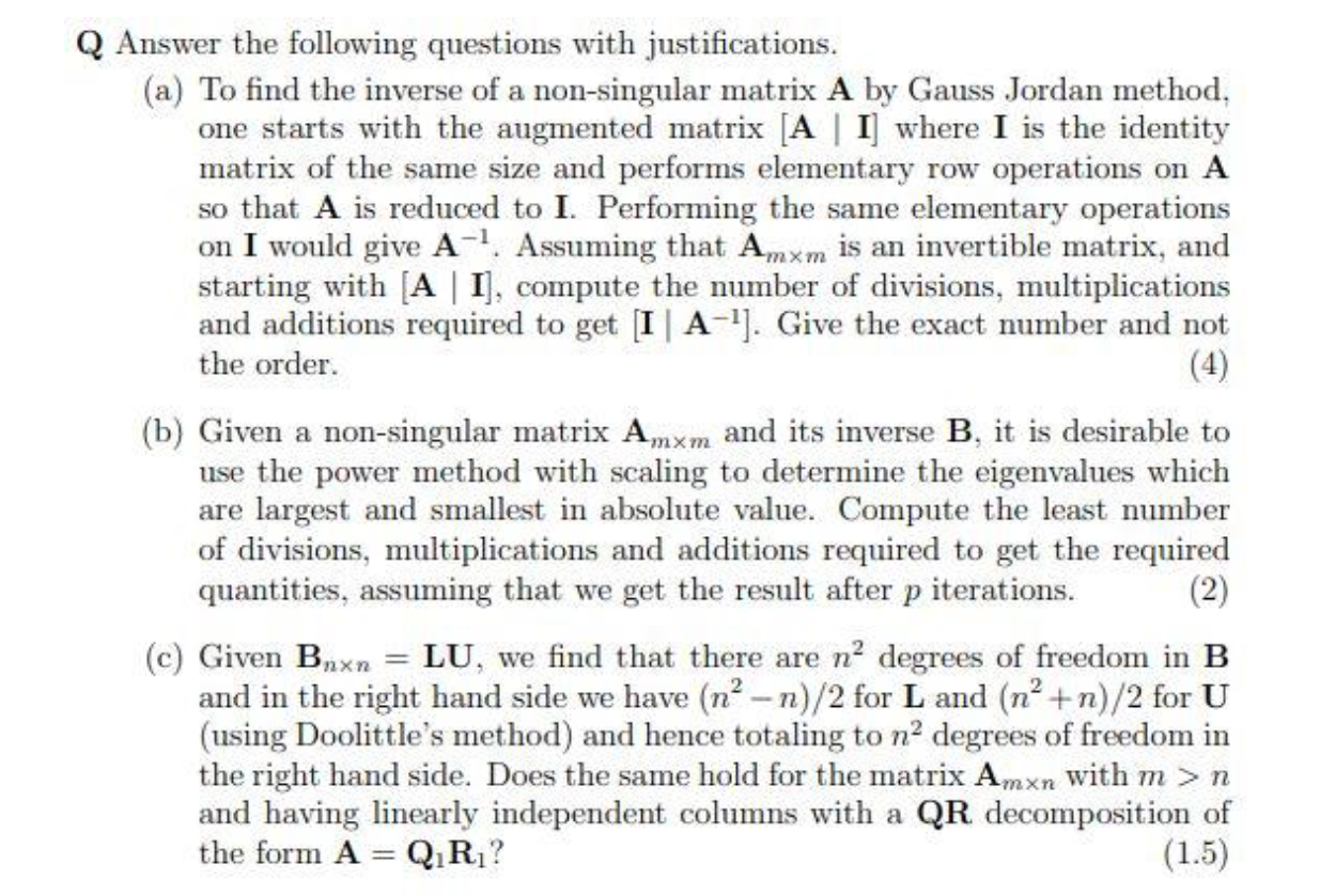 Solved Q Answer the following questions with justifications. | Chegg.com