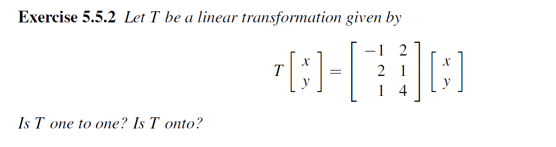 Solved Exercise 5.5.2 Let T be a linear transformation given | Chegg.com