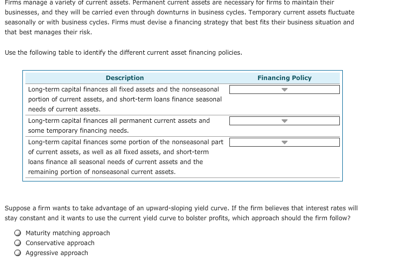 Solved Firms manage a variety of current assets. Permanent | Chegg.com