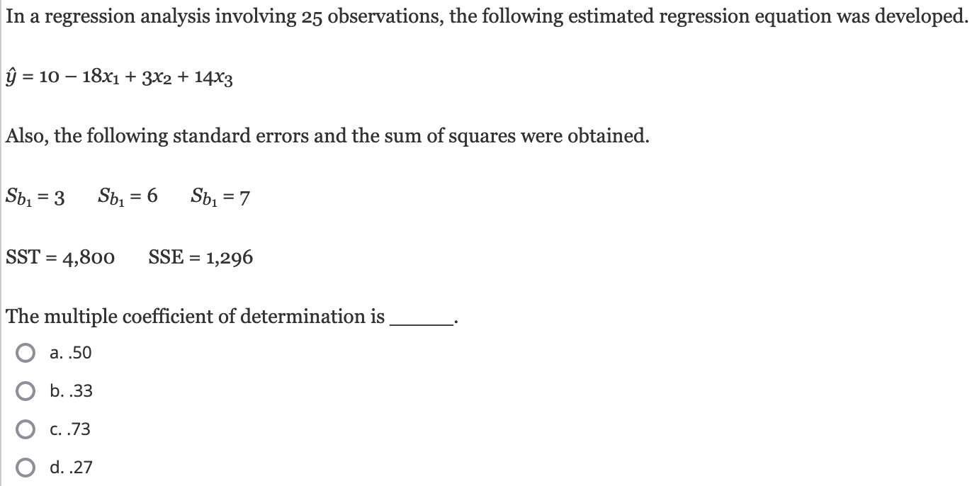 Solved In a regression analysis involving 25 observations, | Chegg.com