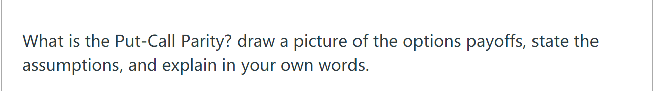 Solved What is the Put-Call Parity? draw a picture of the | Chegg.com
