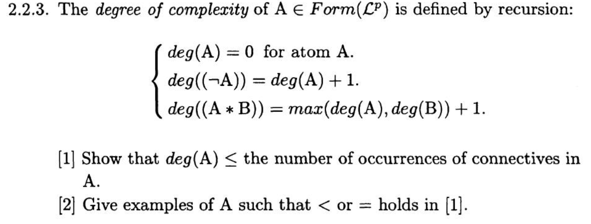 Solved 2.2.3. ﻿The degree of complexity of AinForm(Lp) ﻿is | Chegg.com