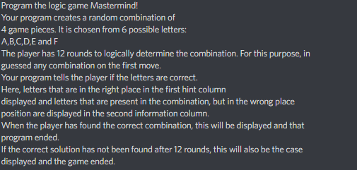 Solved Program the logic game Mastermind! Your program | Chegg.com
