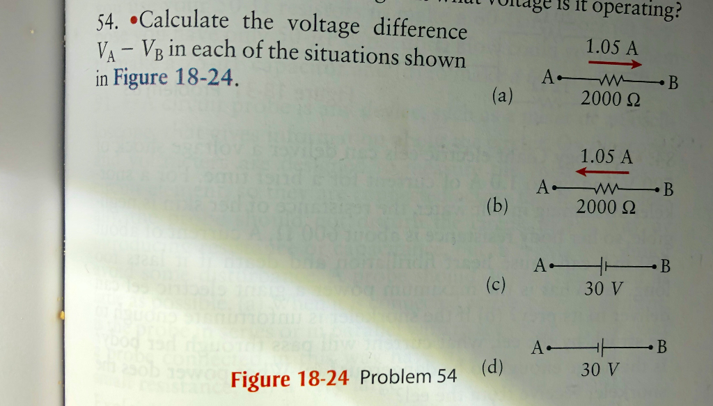 Solved VUIage 1s it operating? 54. .Calculate the voltage | Chegg.com