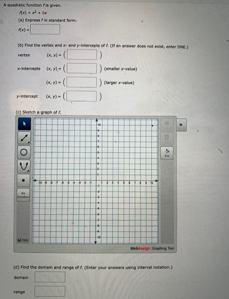 Solved A quadratic function f is given. f(x) = x2 + 6x (a) | Chegg.com
