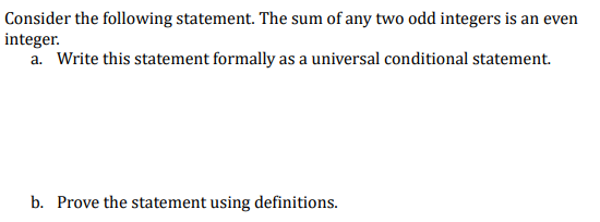 Solved Consider the following statement. The sum of any two | Chegg.com