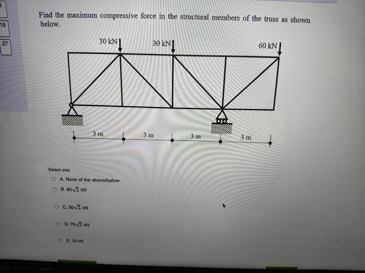 Solved Find the maximum compressive force in the structural | Chegg.com