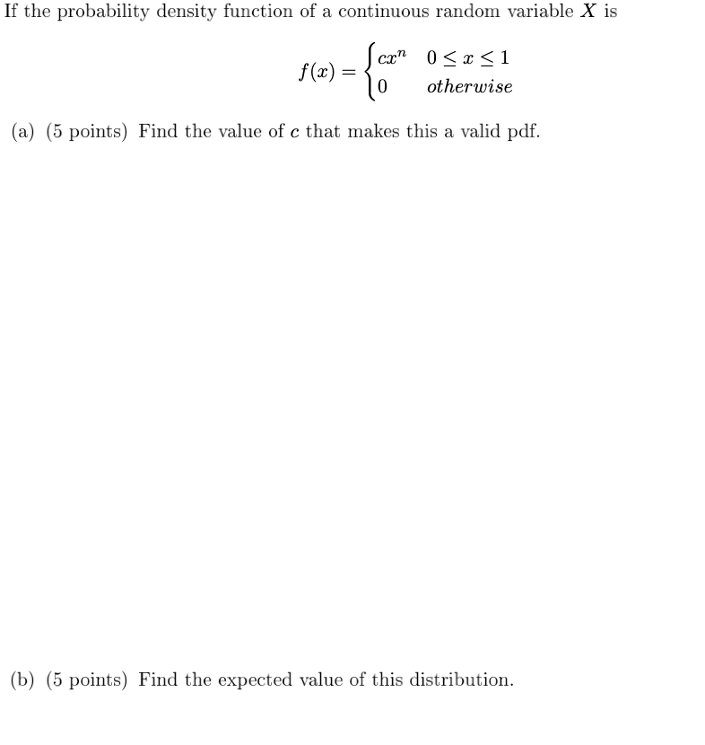 Solved If the probability density function of a continuous | Chegg.com