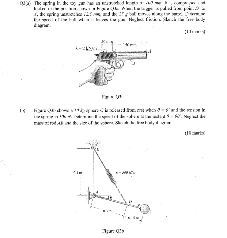 Solved Q3(a) The spring in the toy gun has an unstretched | Chegg.com