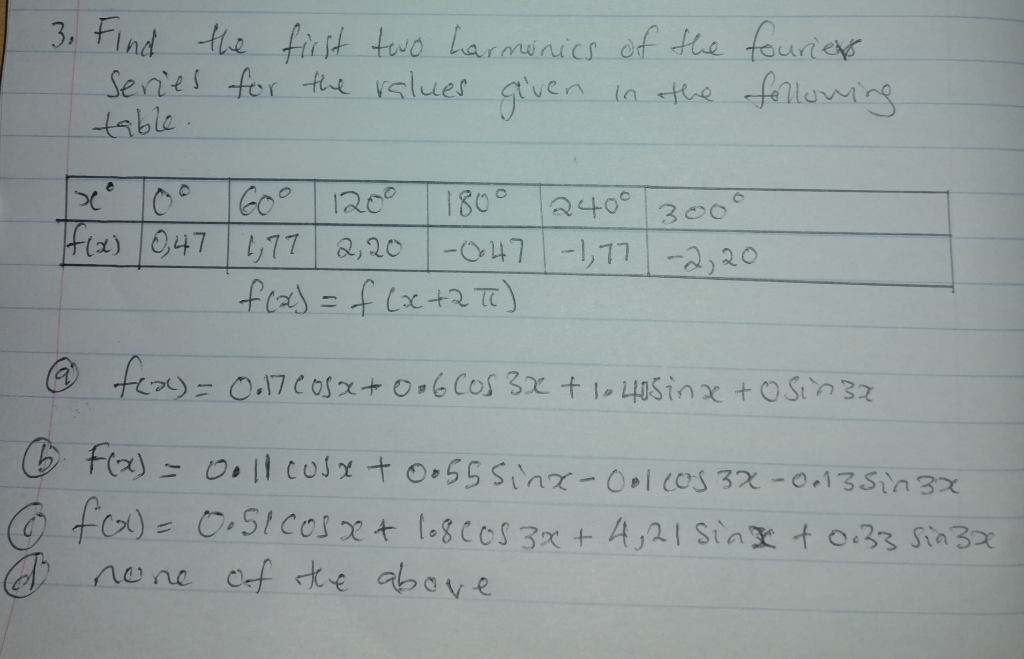 Solved 3. Find the first two harmonics of the fourier series | Chegg.com
