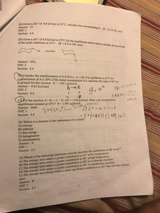Solved Given A Delta G Degree Of 8 0 KJ mol At 25 Degree C Chegg