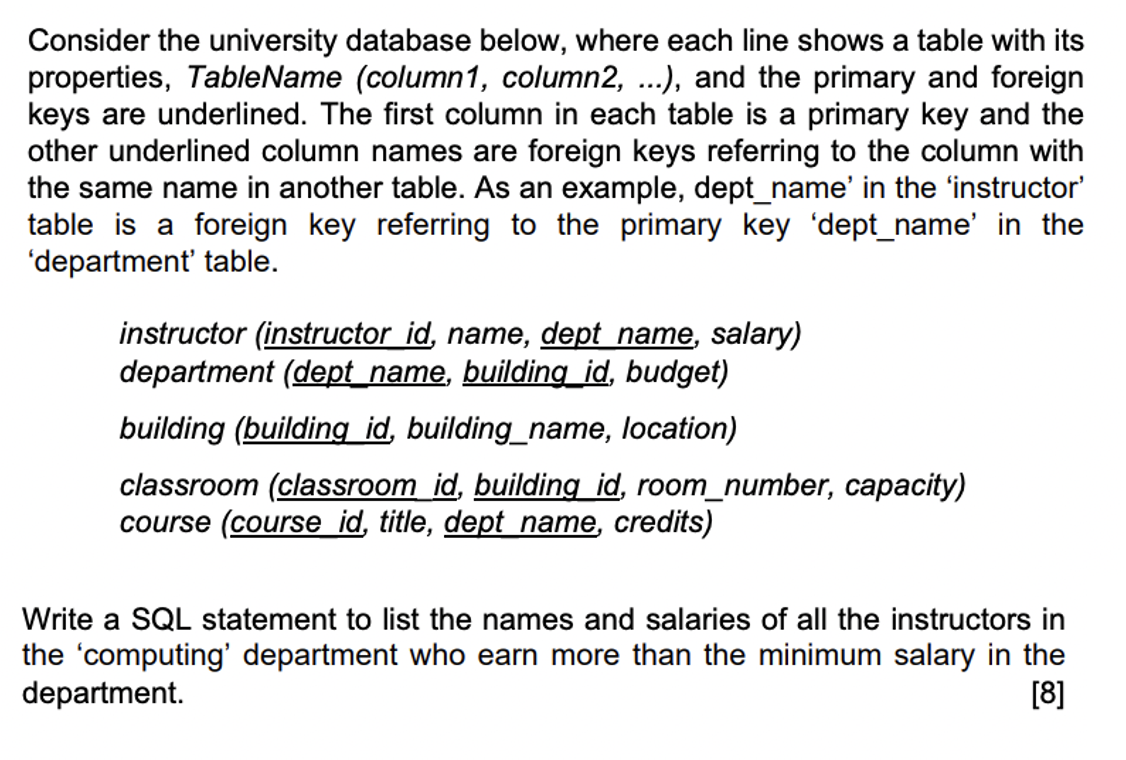 Solved Consider the university database below, where each | Chegg.com