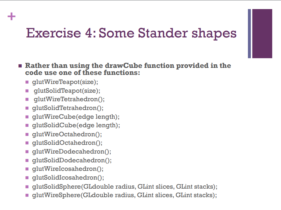 Solved Exercise 2: Output gluPerspective( 65, | Chegg.com