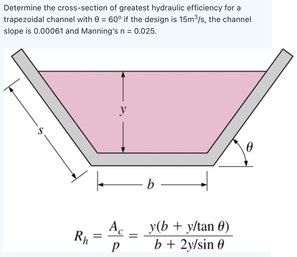 Solved Determine the cross-section of greatest hydraulic | Chegg.com