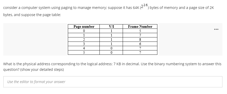 Solved consider a computer system using paging to manage | Chegg.com