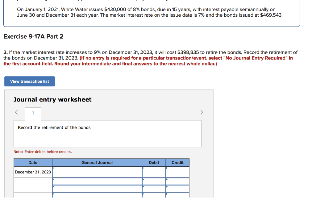 Solved Required information Exercise 9-17A Record the early | Chegg.com