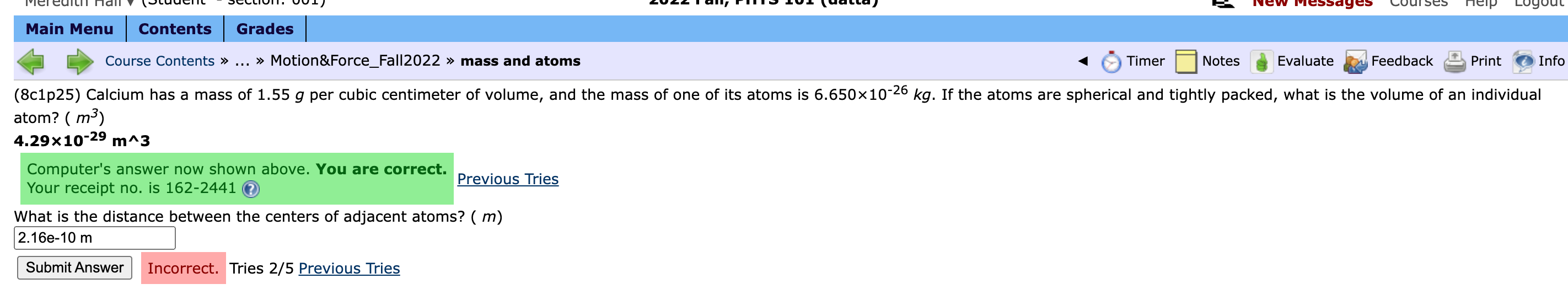 Solved tom? (m3) 1.29×10−29 m∧3 Computer's answer now shown | Chegg.com