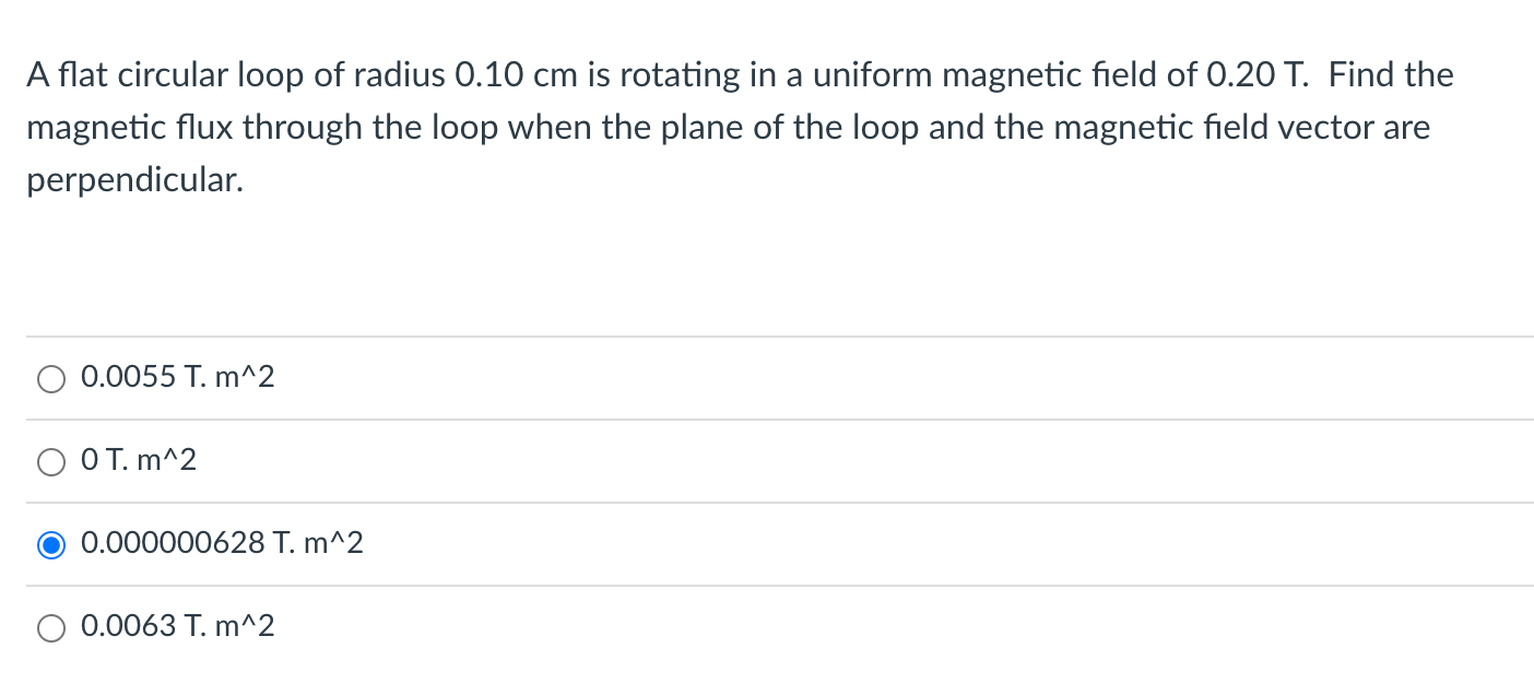 Solved A flat circular loop of radius 0.10 cm is rotating in | Chegg.com